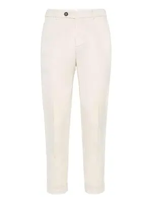 Brunello Cucinelli Stretch Cotton Garment-dyed Trousers - White