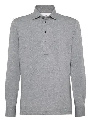 Brunello Cucinelli Cotton Long-sleeve Polo Shirt - Grey