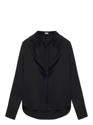 Loewe Silk-blend Satin Tie Blouse - Black