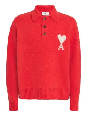 Ami De Coeur Alpaca-blend Polo Sweater - Red