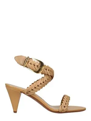 Zimmermann Calf Leather Helix Heeled Sandals - Beige