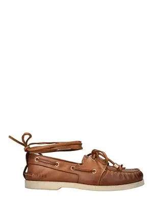 GOLDEN GOOSE Leather Barca Boat Shoes - Beige