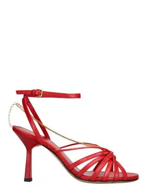 GOLDEN GOOSE Leather Nico Heeled Sandals - Red