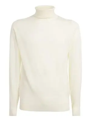 John Smedley Merino Wool Roll Neck Sweater - White