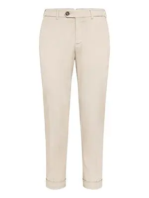 Brunello Cucinelli Stretch-cotton Garment-dyed Trousers - Beige