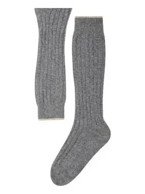 Brunello Cucinelli Cashmere Rib-knit Socks - Grey