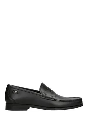 FERRAGAMO Leather Penny Loafers - Black