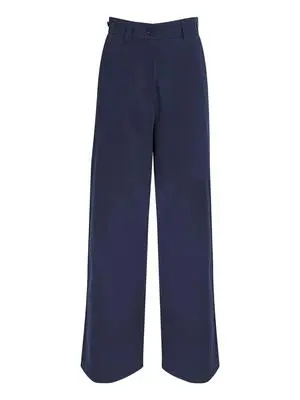 Max Mara Cotton Gabardine Wide-leg Trousers - Blue