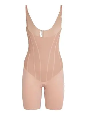 Spanx Supersculpt Total Contour Open-Bust Mid-Thigh Bodysuit Beige