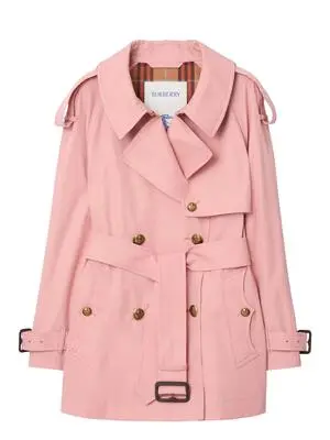 Burberry Short Gabardine Fitzrovia Trench Coat - Pink
