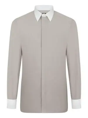 TOM FORD Cotton Contrast-trim Shirt - Grey