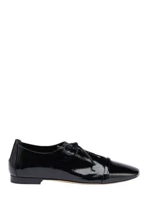 MALONE SOULIERS Patent Leather Lace-up Flats - Black