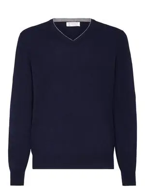 Brunello Cucinelli Cashmere V-neck Pullover - Blue