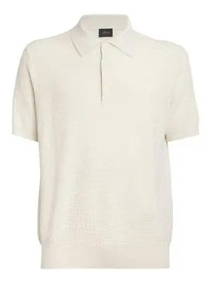 Brioni Cotton-silk-cashmere Polo Shirt - Grey