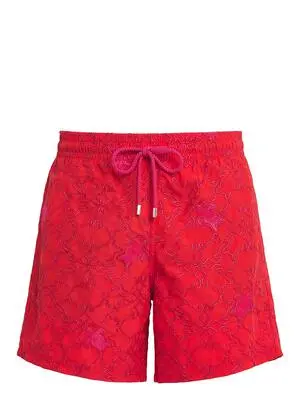 Vilebrequin Embroidered Turtle Mistral Swim Shorts - Red