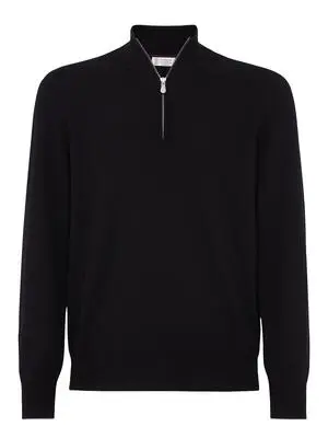 Brunello Cucinelli Cashmere Quarter-zip Pullover - Black