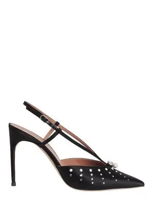 MALONE SOULIERS Satin Slingback Pumps - Black
