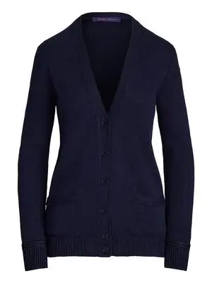 Ralph Lauren Mulberry Silk V-neck Cardigan - Navy