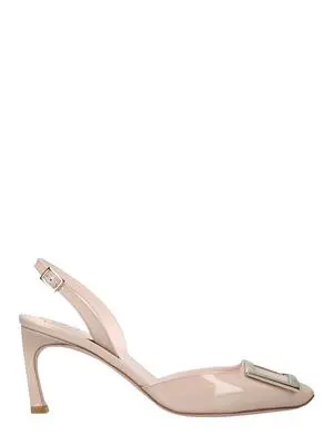 ROGER VIVIER Leather Trompette Slingback Pumps - Nude