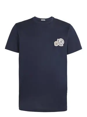 Moncler Cotton Double Logo T-shirt - Blue