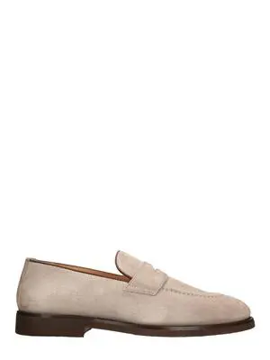 Brunello Cucinelli Suede Penny Loafers - Beige
