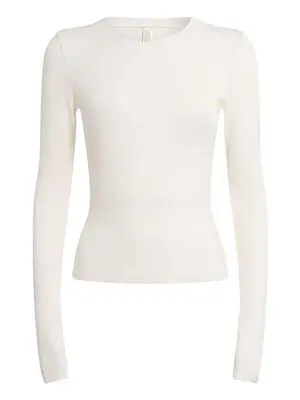 SKIMS Cotton-blend Long-sleeve T-shirt - Ivory