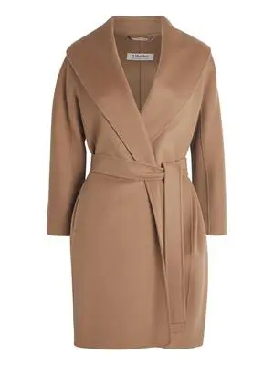 Max Mara Virgin Wool Wrap Coat - Beige