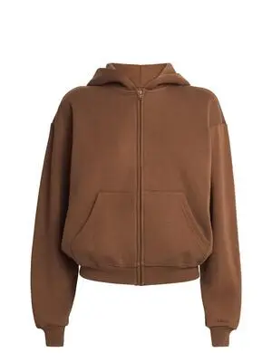 SKIMS Cotton-blend Fleece Zip-up Hoodie - Brown