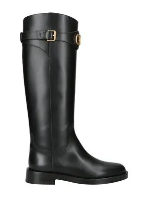 Valentino Garavani Leather Vlogo Riding Boots 30 - Black