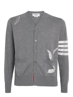Thom Browne Cotton Feather Cardigan - Grey