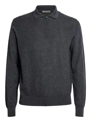 Corneliani Virgin Wool Quarter-zip Polo Sweater - Grey