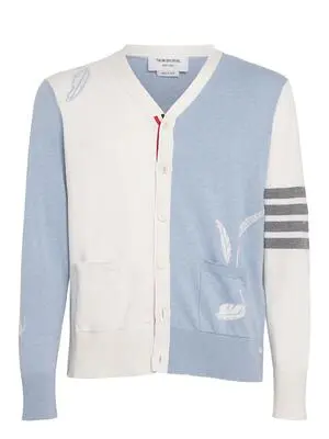 Thom Browne Cotton Feather Cardigan - Blue