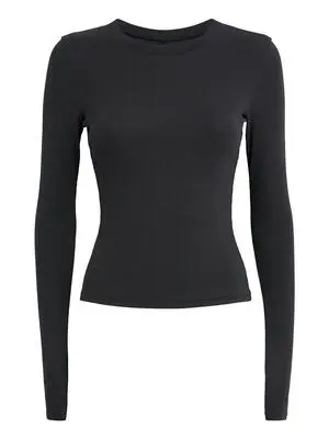 SKIMS Cotton-blend Long-sleeve T-shirt - Black
