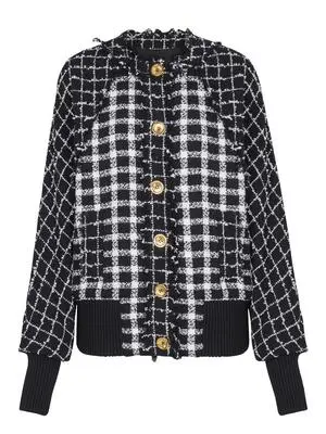 Balmain Tweed Bomber Jacket - Black