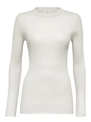 Brunello Cucinelli Cashmere-blend Sparkle Sweater - White