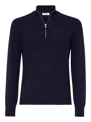Brunello Cucinelli Cashmere Quarter-zip Sweater - Blue