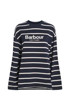 Barbour Striped Cotton Logo Sweatshirt - Navy