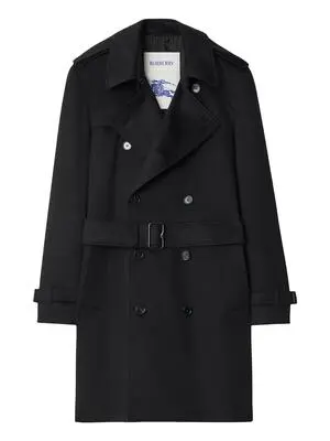 Burberry Cashmere Mid-length Trench Coat - Black