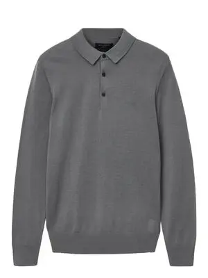ALLSAINTS Merino Wool Mode Polo Shirt - Grey
