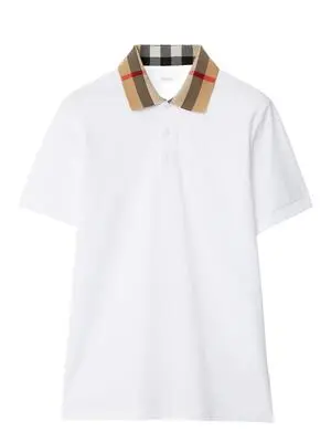 Burberry Cotton Check-collar Polo Shirt - White
