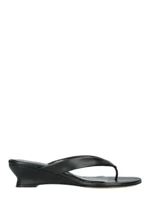 Le Monde Beryl Leather Micro Wedge Sandals - Black