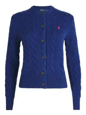 Polo Ralph Lauren Wool-cashmere Cable-knit Cardigan - Navy