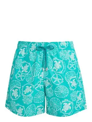 Vilebrequin Turtle Print Moorea Swim Shorts - Blue