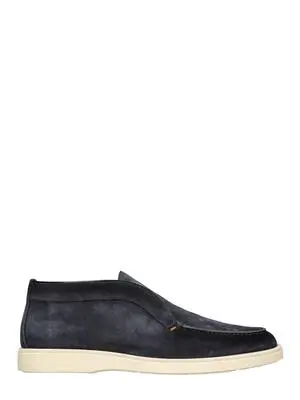 Santoni Suede Detroit High-top Loafers - Navy