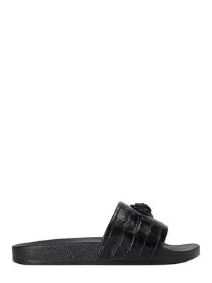 Kurt Geiger Leather Croc-embossed Eagle Slides - Black