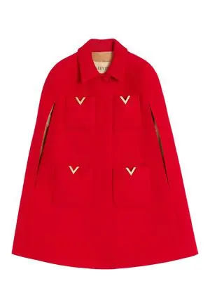 Valentino Garavani Wool-silk Cape - Red