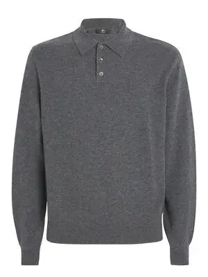 7 For All Mankind Cashmere Long-sleeve Polo Shirt - Grey