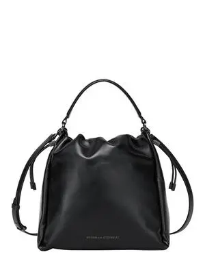 Brunello Cucinelli Medium Leather Bucket Bag - Black