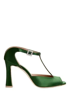 MALONE SOULIERS Nomi 90 Satin Sandals - Green