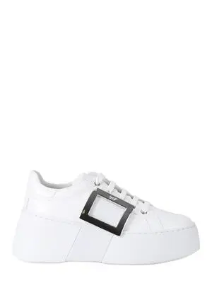 ROGER VIVIER Leather Viv Skate Platform Sneakers - White